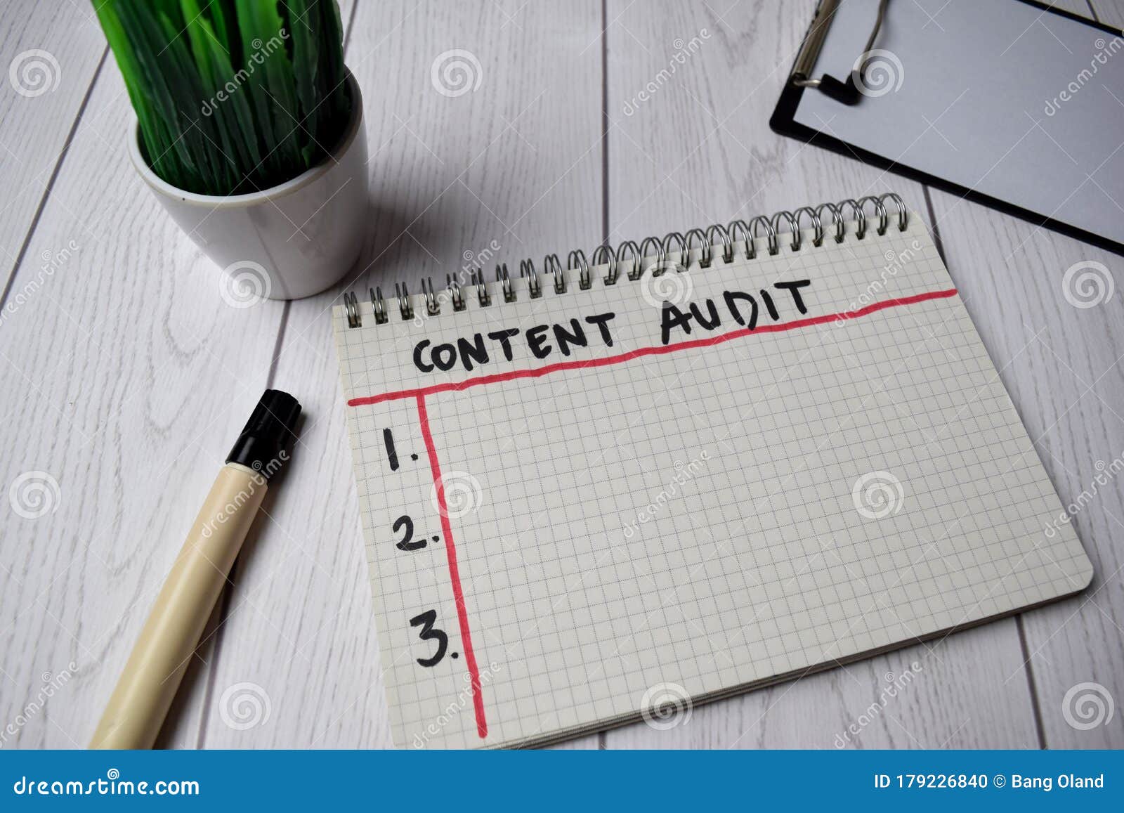 Content Audit Write on a Book Isolated on Office Desk Stock Photo ...