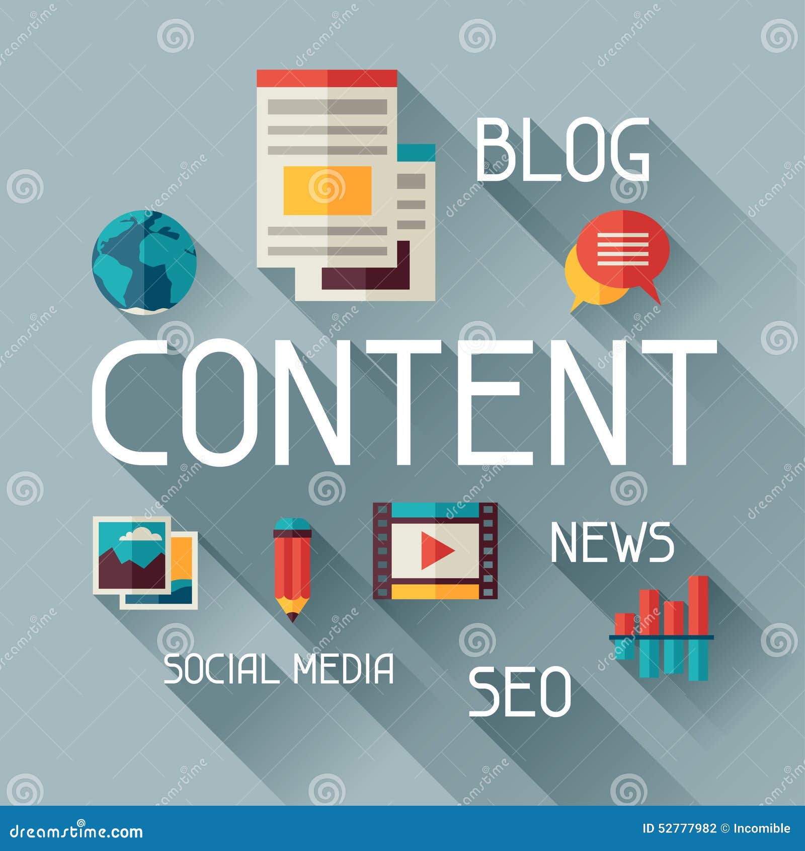 Content Concept Illustration in Flat Design Style Stock Vector ...