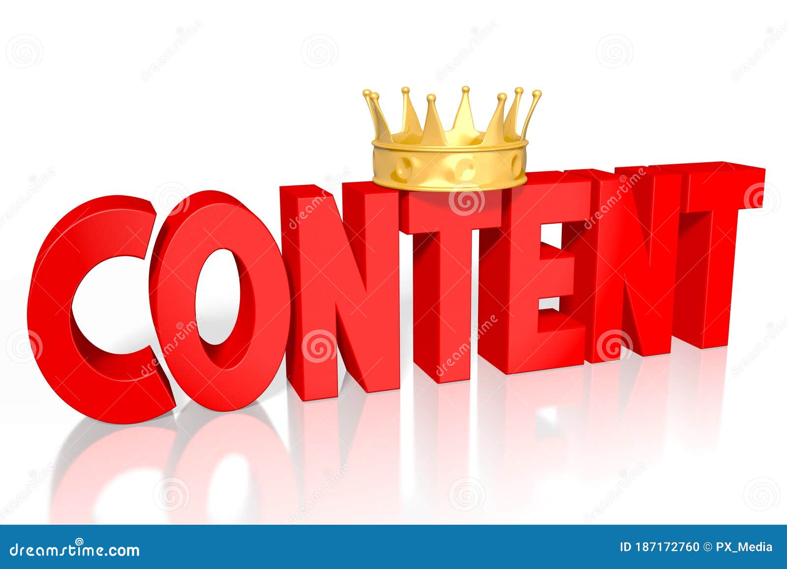 Content Concept - Red Word, Golden Crown Stock Illustration ...