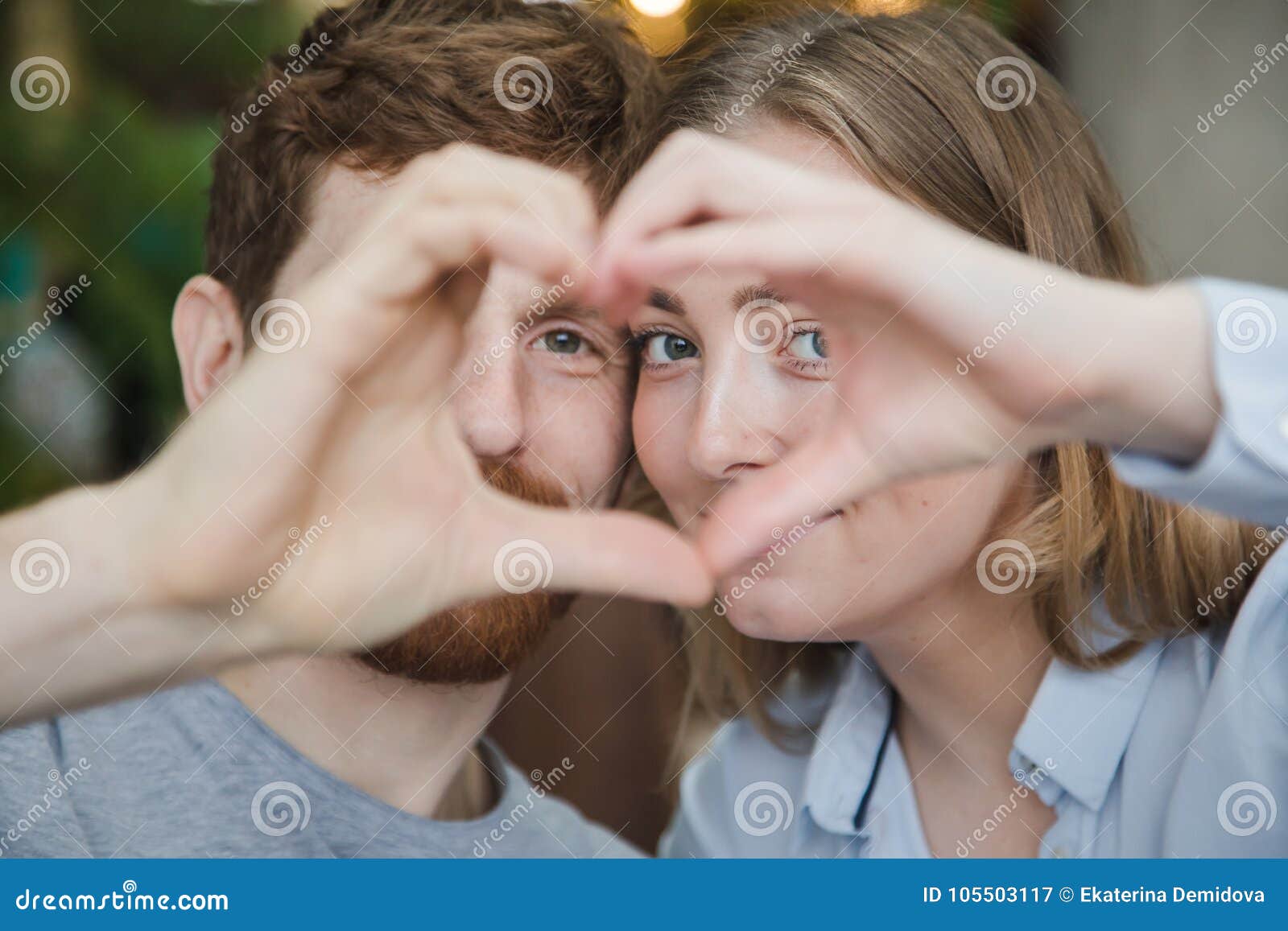 Content Couple Making Heart with Hands Stock Image - Image of ...