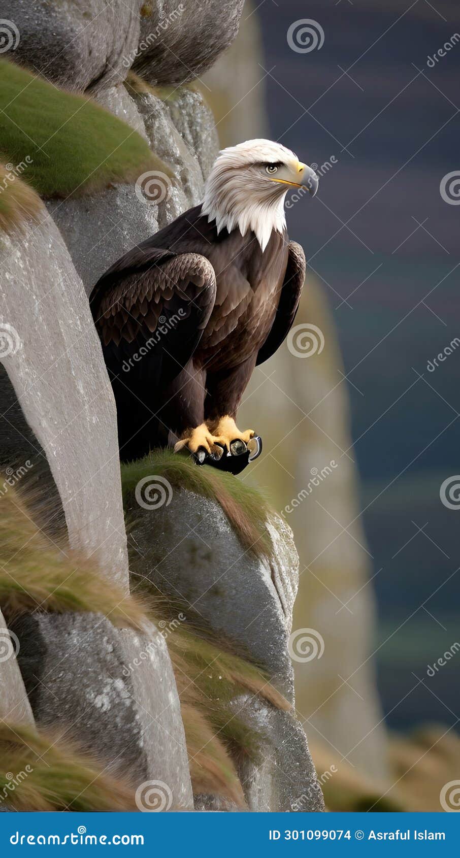 A Majestic Young Eagle Perched Atop a Lofty Tree Branch Stock ...