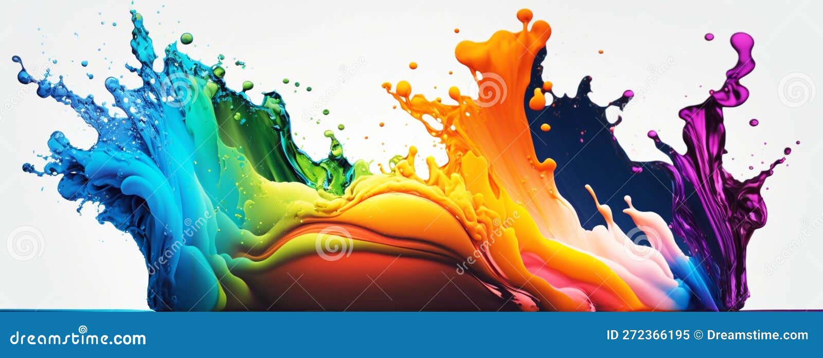 Realistic Panorama Illustration Showing Some Exploding Liquid Paint ...