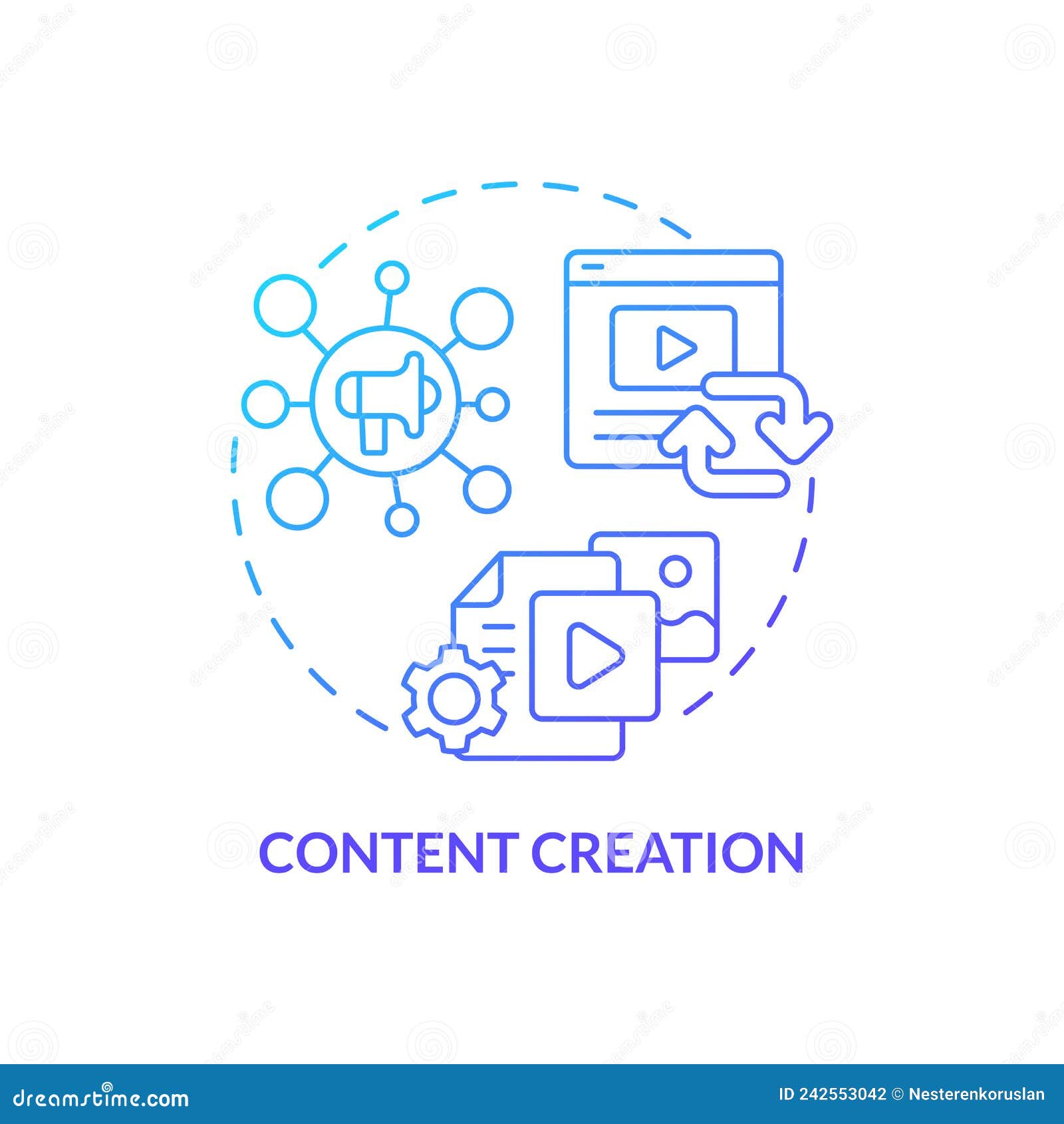 Content Creation Blue Gradient Concept Icon Stock Vector - Illustration ...