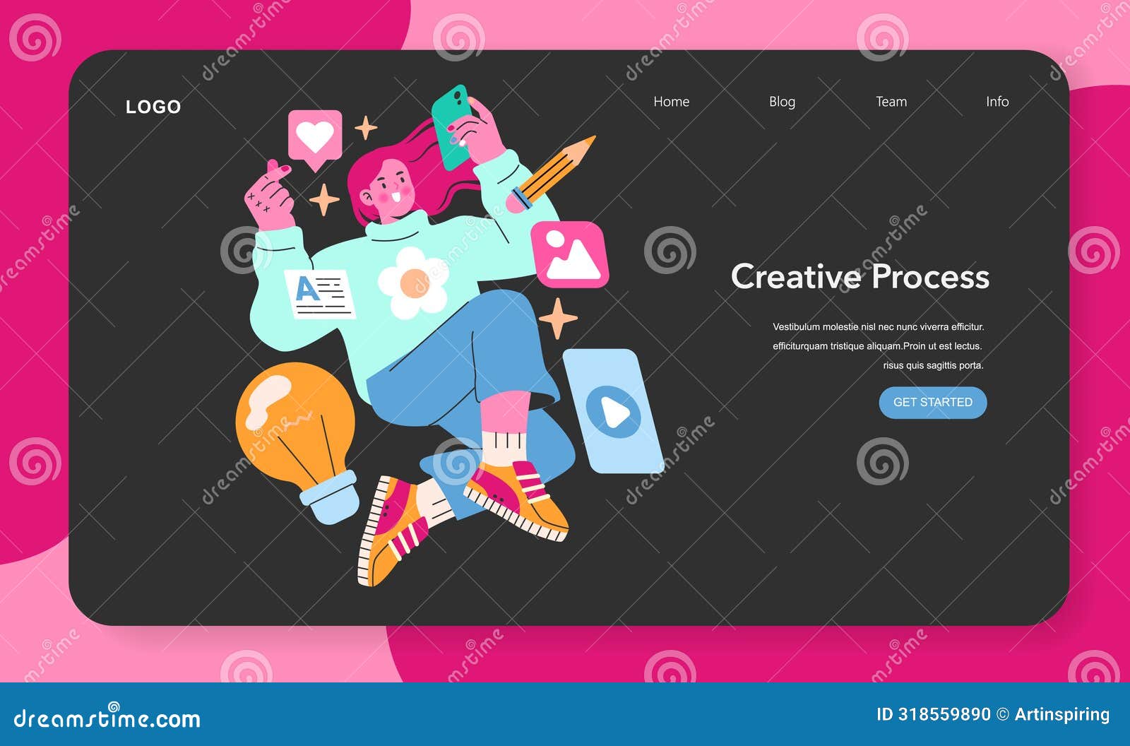 Content Creation. Flat Vector Illustration Stock Vector - Illustration ...