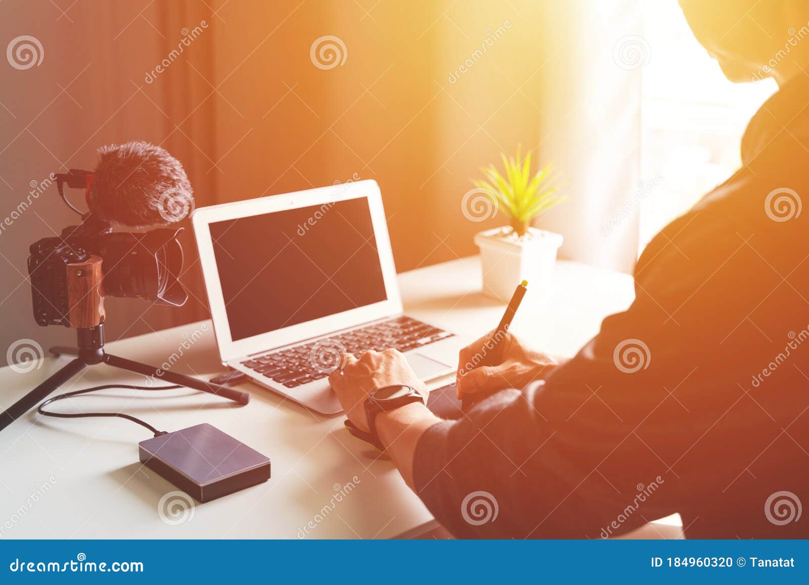 A Creator Creating a Contents with Laptop Computer Stock Photo - Image ...