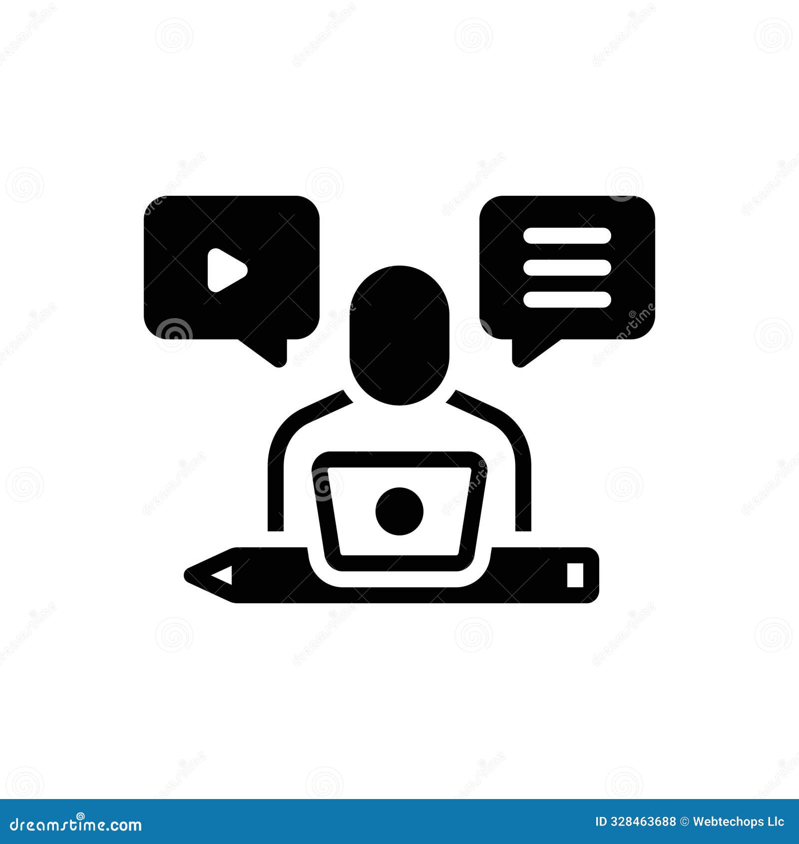 Black Solid Icon for Content Creator, Content and Writer Stock ...