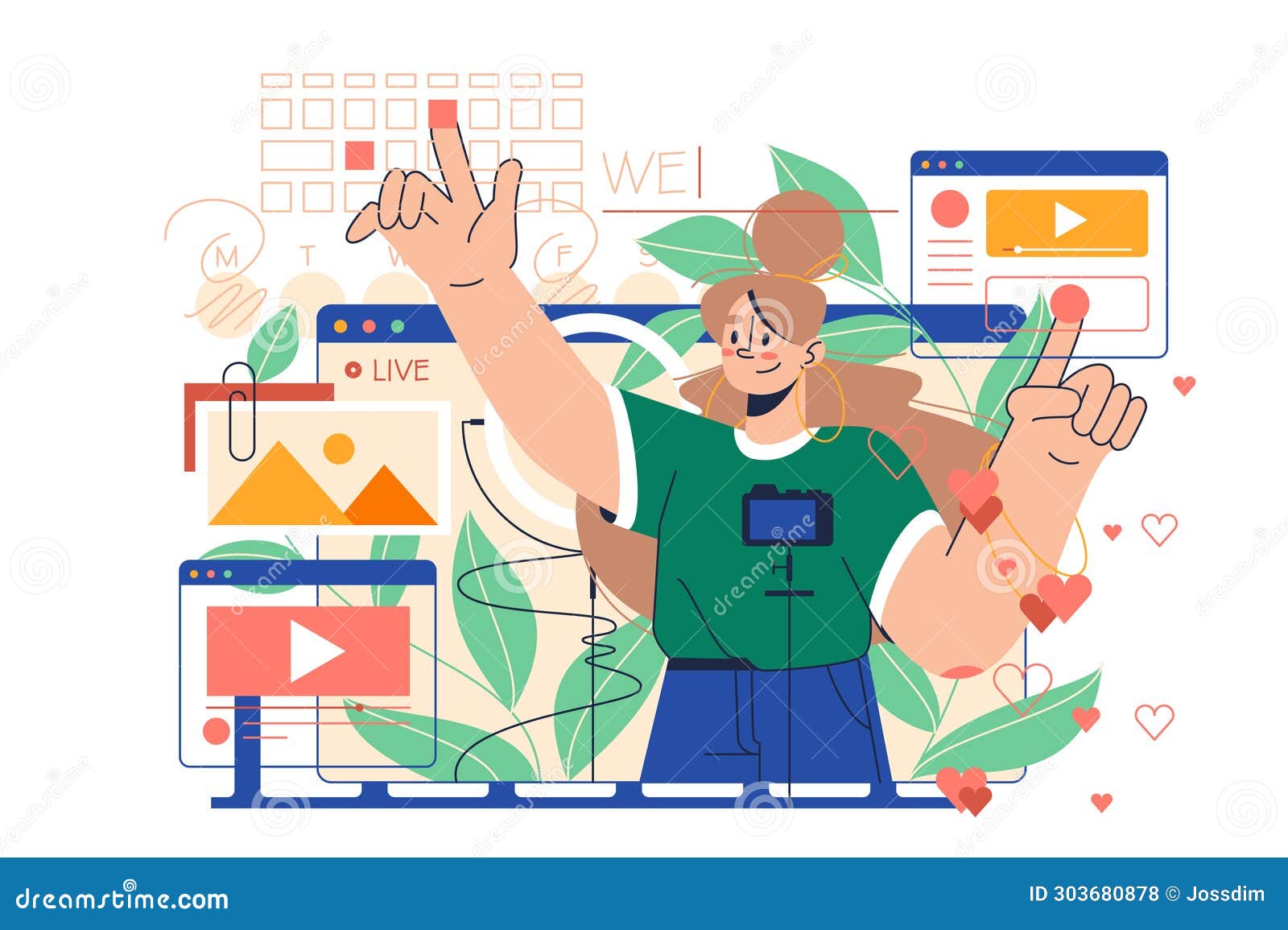 Content Creator Streaming stock illustration. Illustration of ...