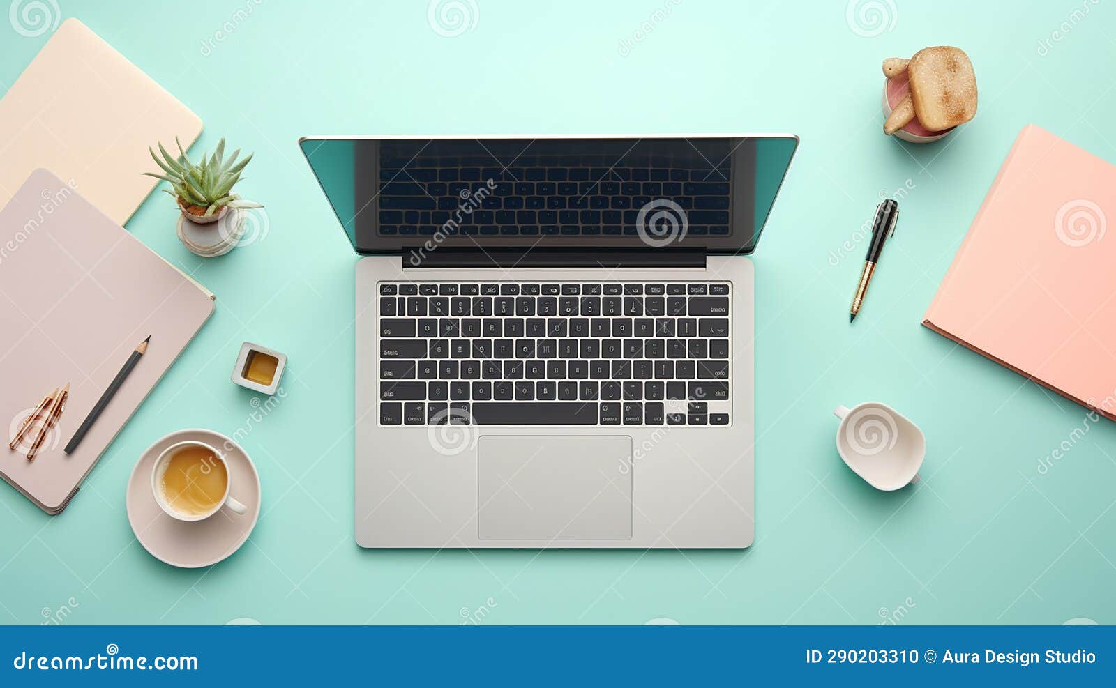 Content Creator Table Concept. Laptop Computer Modern Wireless ...