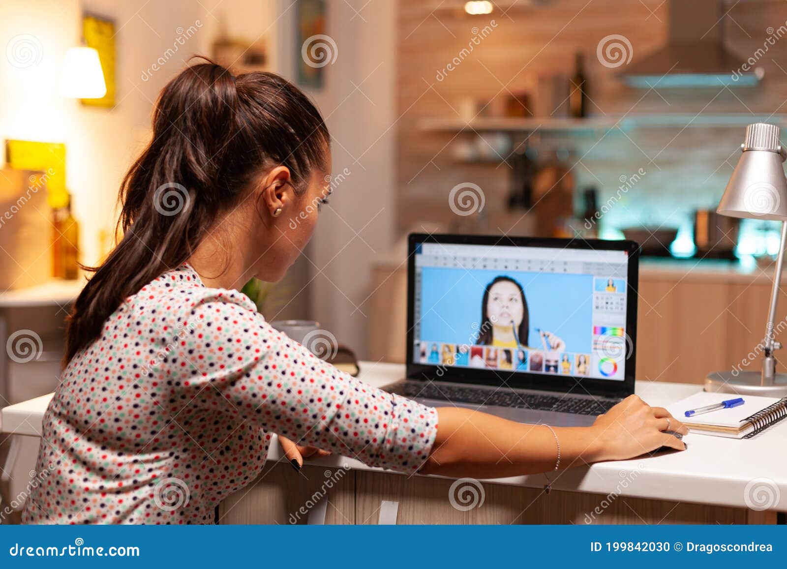 Content Creator Using Editing Software Stock Photo - Image of editing ...