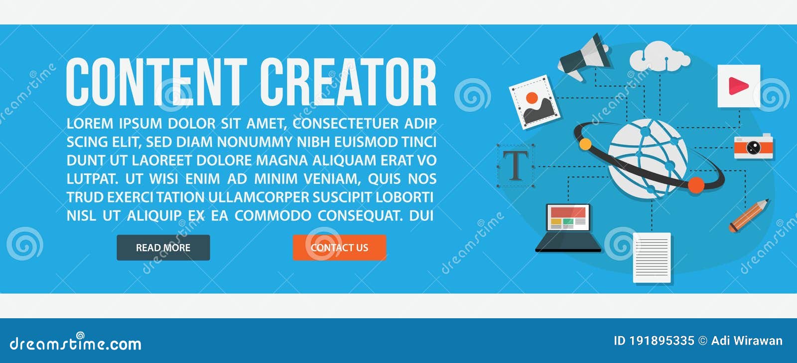 Content Creator Web Banner Template Stock Vector - Illustration of ...