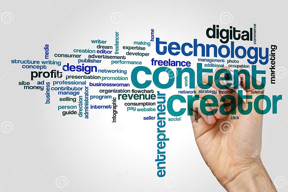 Content Creator Word Cloud on Grey Background Stock Photo - Image of ...