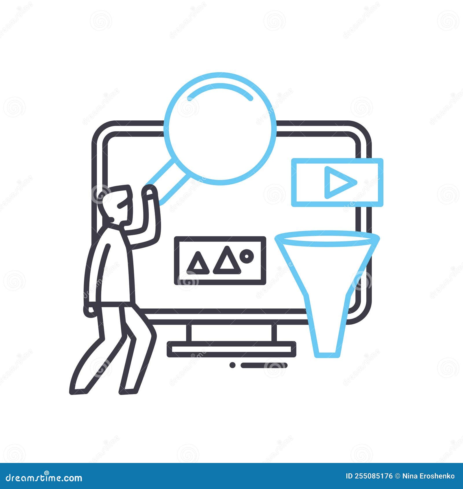 Content Curation Line Icon, Outline Symbol, Vector Illustration ...
