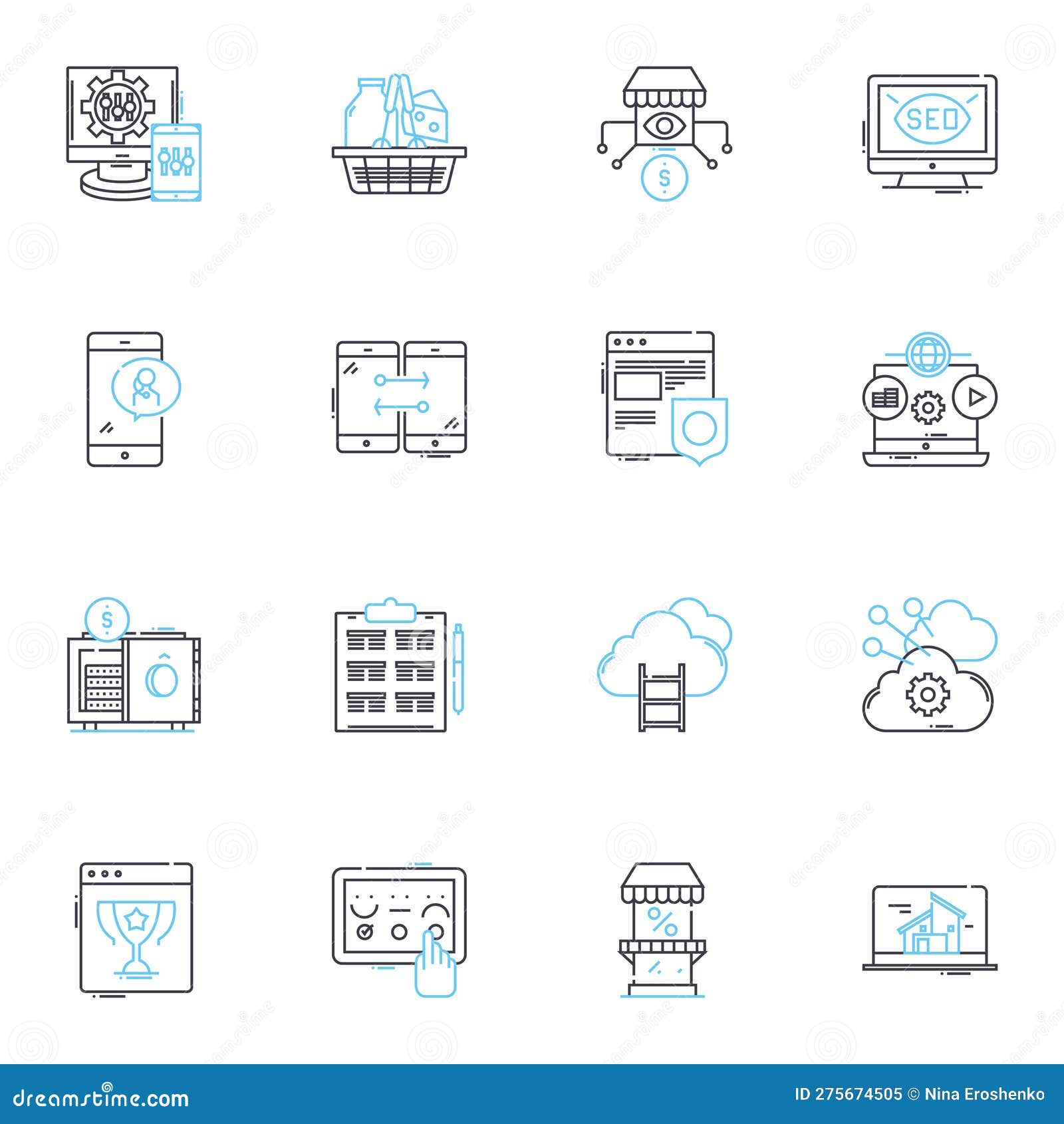 Content Design Linear Icons Set. Clarity, Consistency, Engagement ...