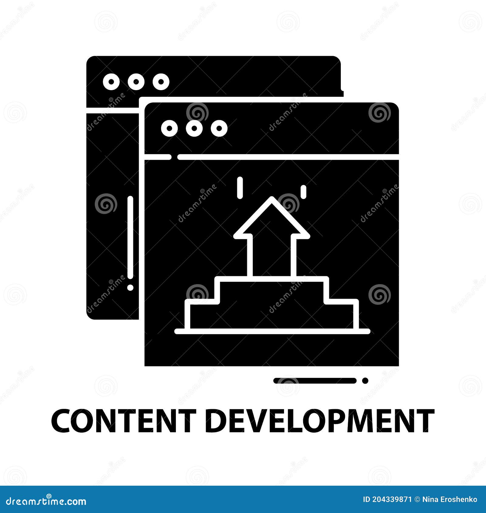 Content Development Icon, Black Vector Sign with Editable Strokes ...
