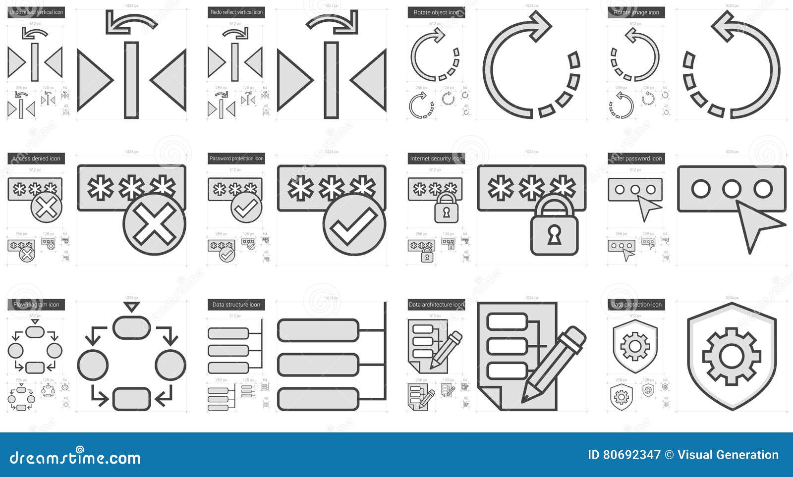 Content Edition Line Icon Set. Stock Vector - Illustration of drawing ...