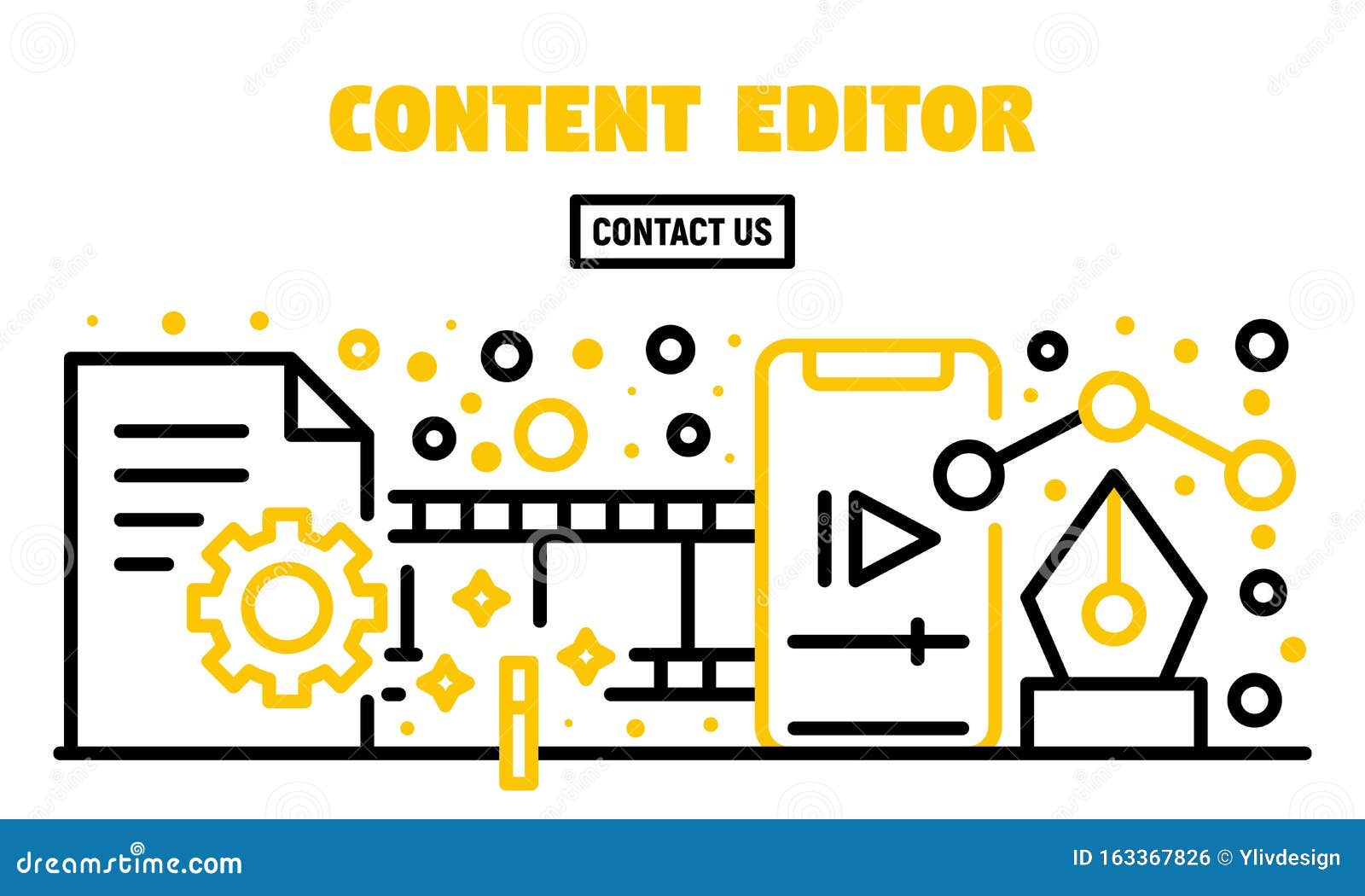 Content Editor Banner, Outline Style Stock Vector - Illustration of ...