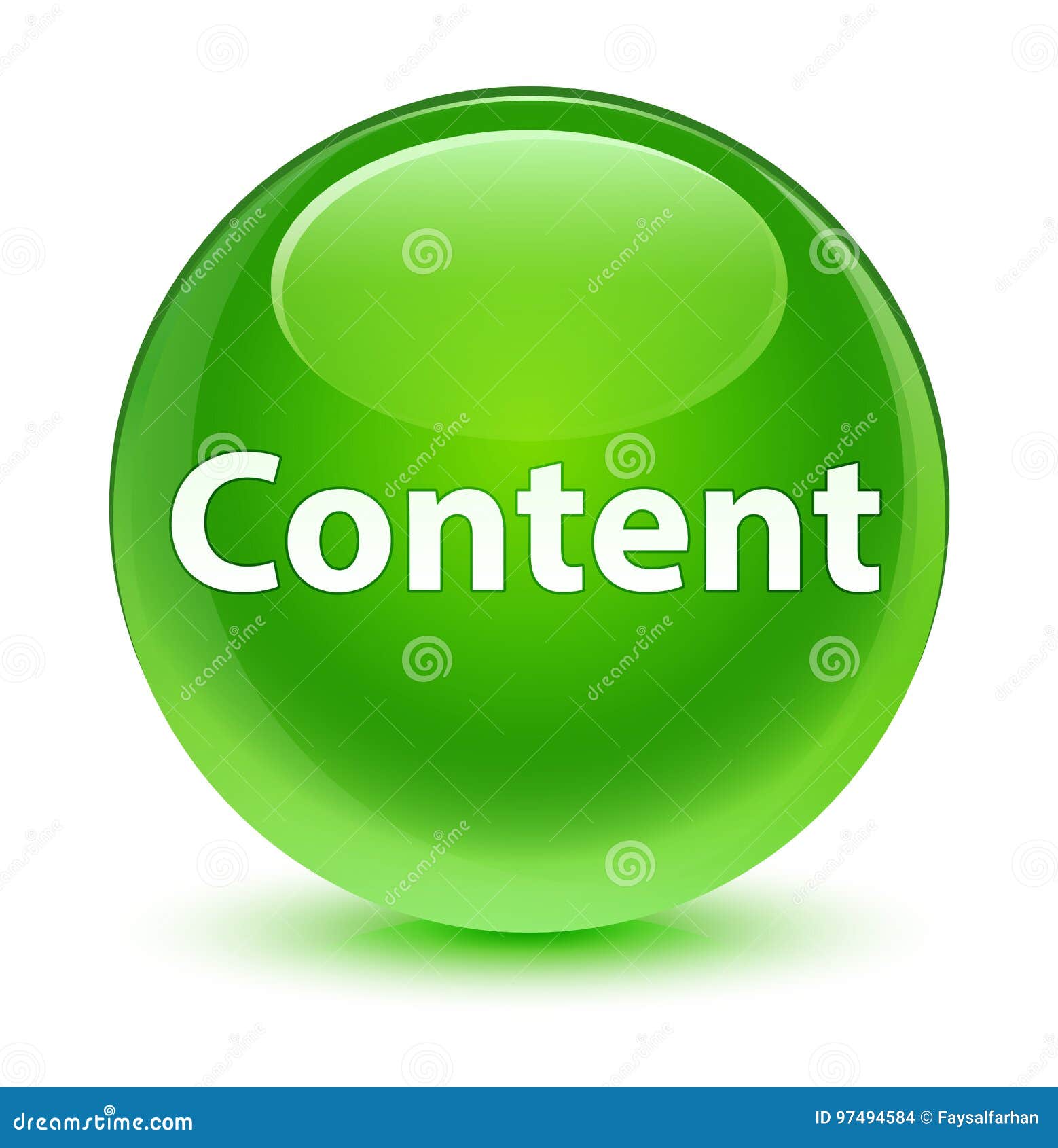 Content Glassy Green Round Button Stock Illustration - Illustration of ...