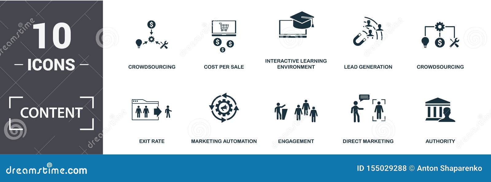 Content Icon Set. Contain Filled Flat Content Optimization, Content ...