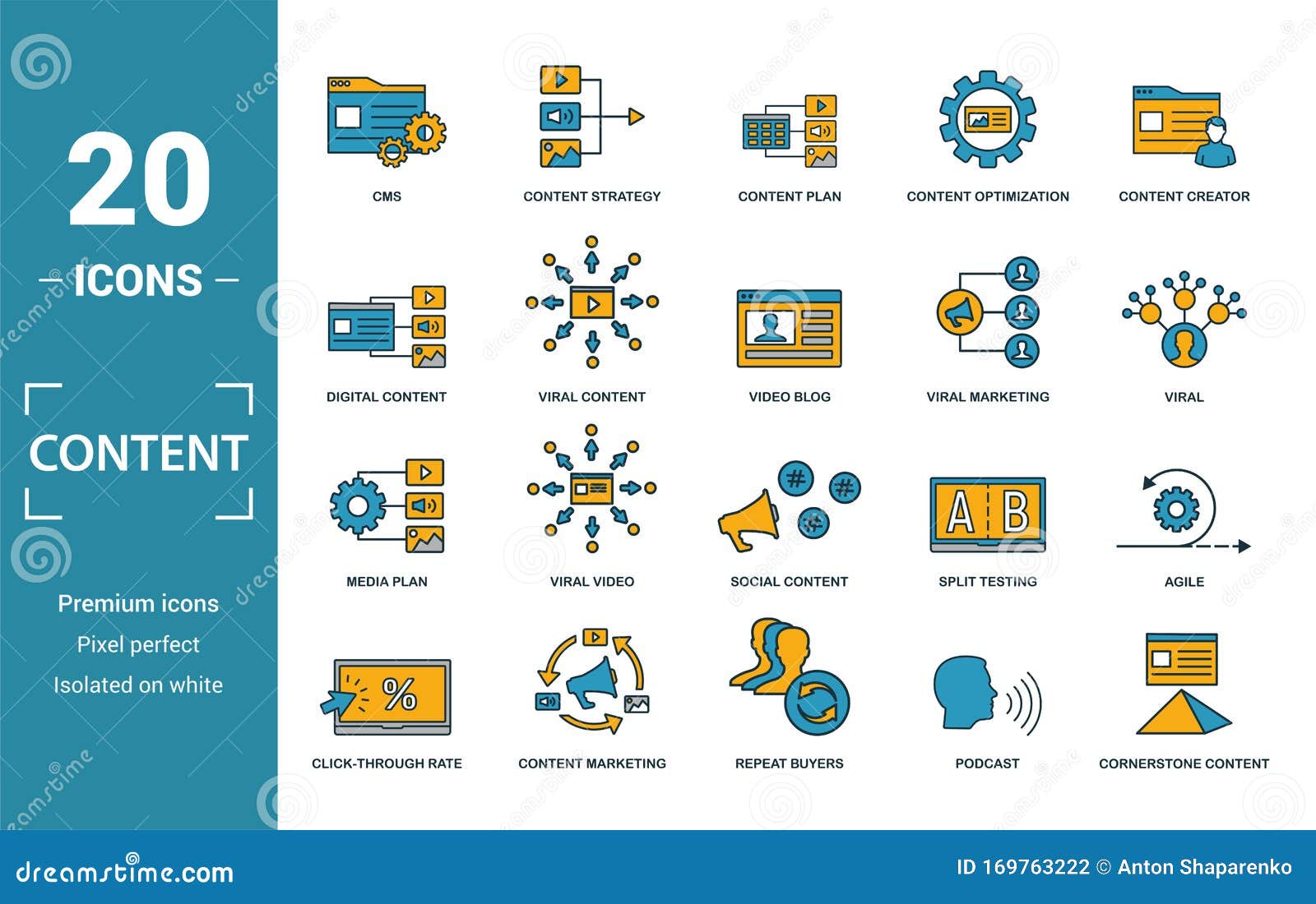 Content Icon Set. Include Creative Elements Cms, Content Plan, Digital ...