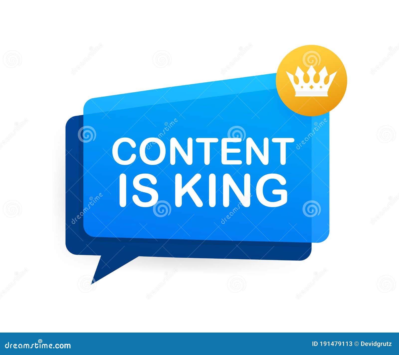 Content is King, Flat Icon, Badge on White Background. Vector ...