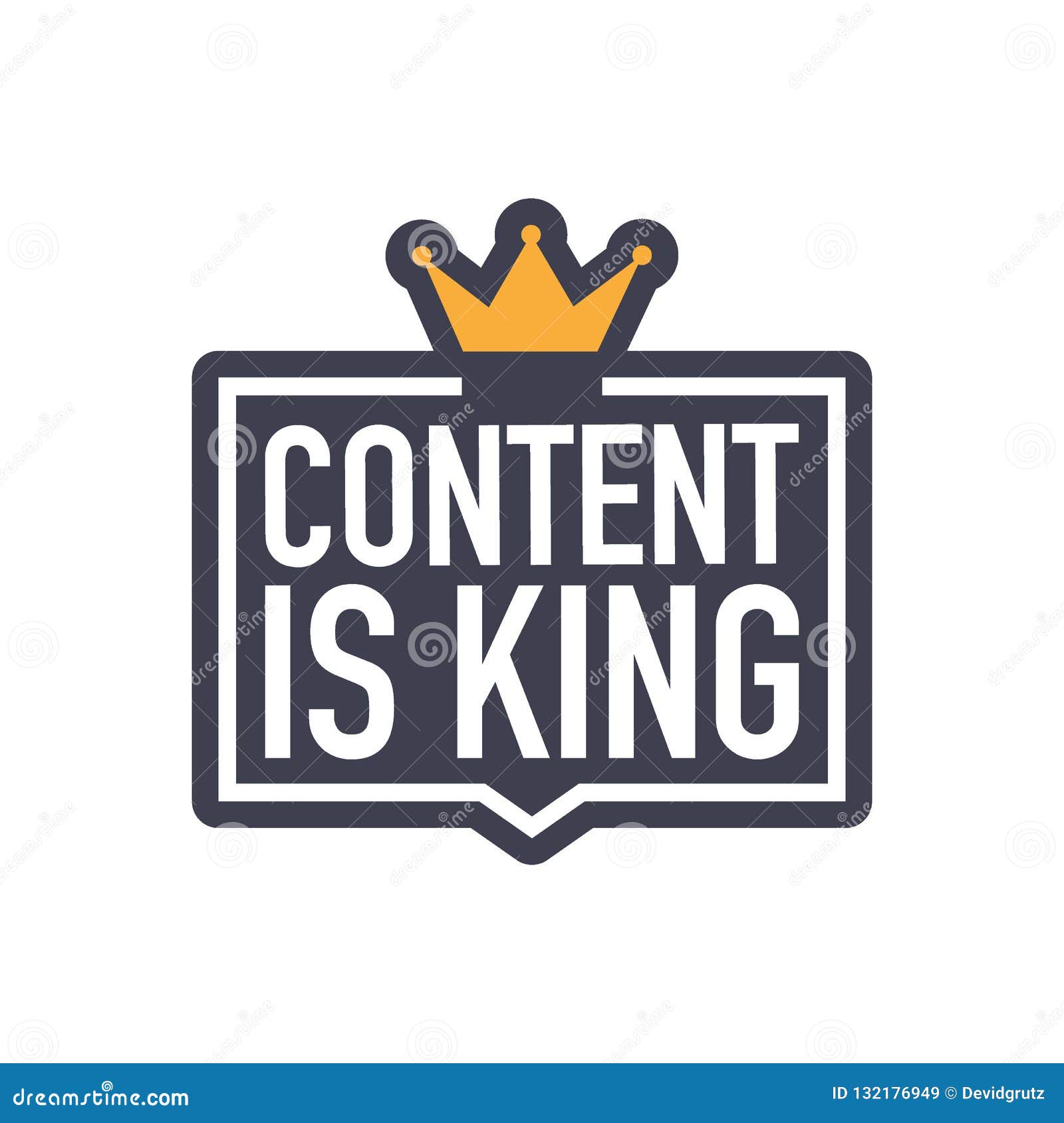 Content is King, Flat Icon, Badge on White Background. Vector ...