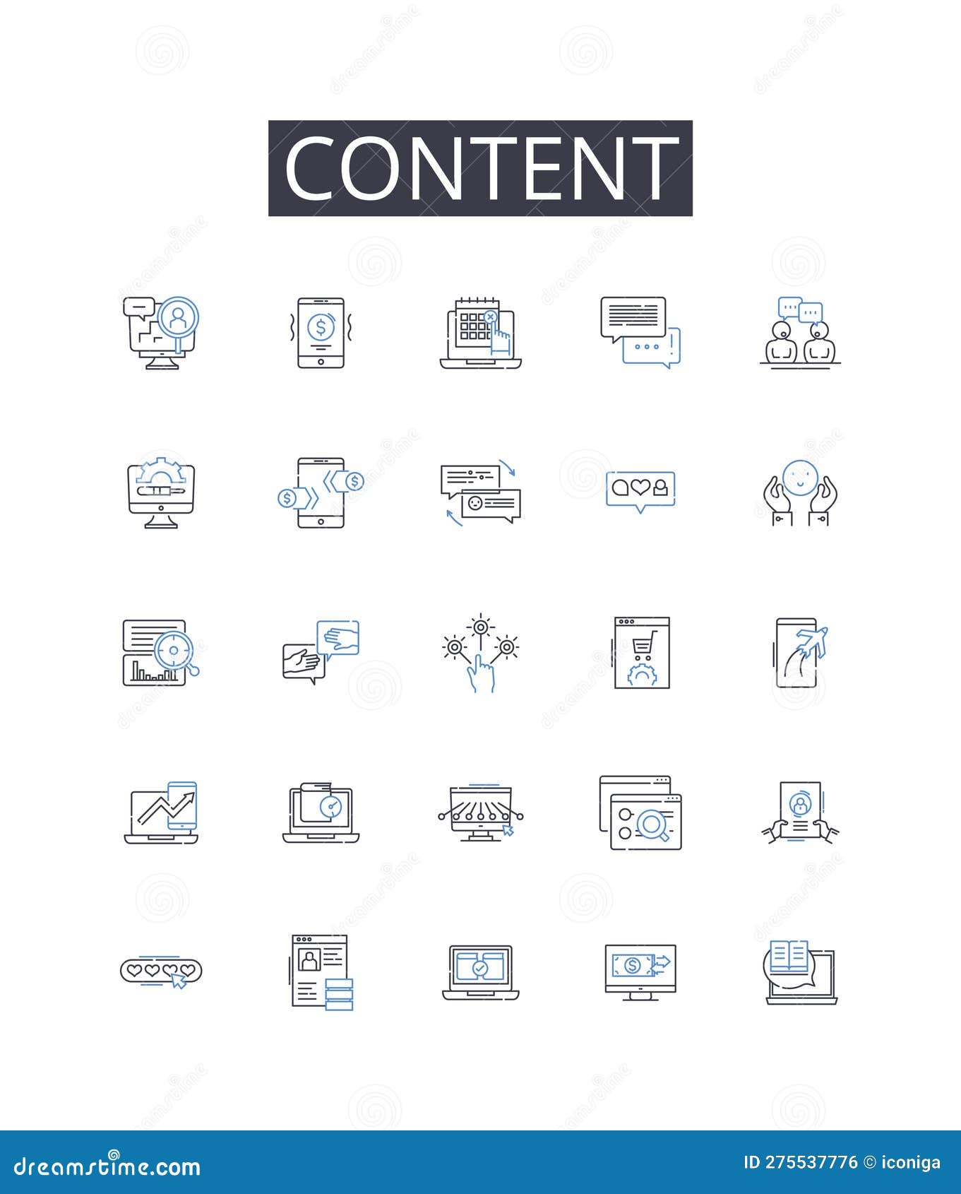Content Line Icons Collection. Substance, Material, Information ...