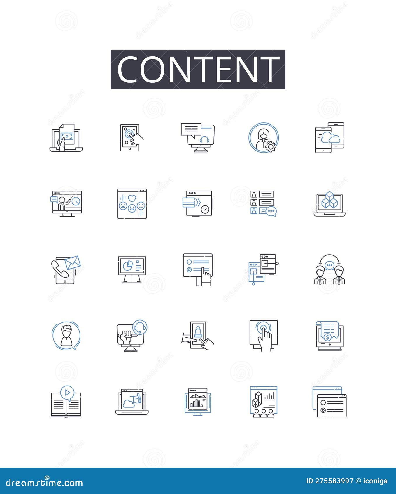 Content Line Icons Collection. Substance, Material, Information ...