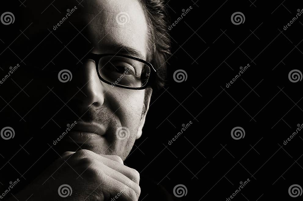 Content man stock image. Image of mature, specs, handsome - 12454953