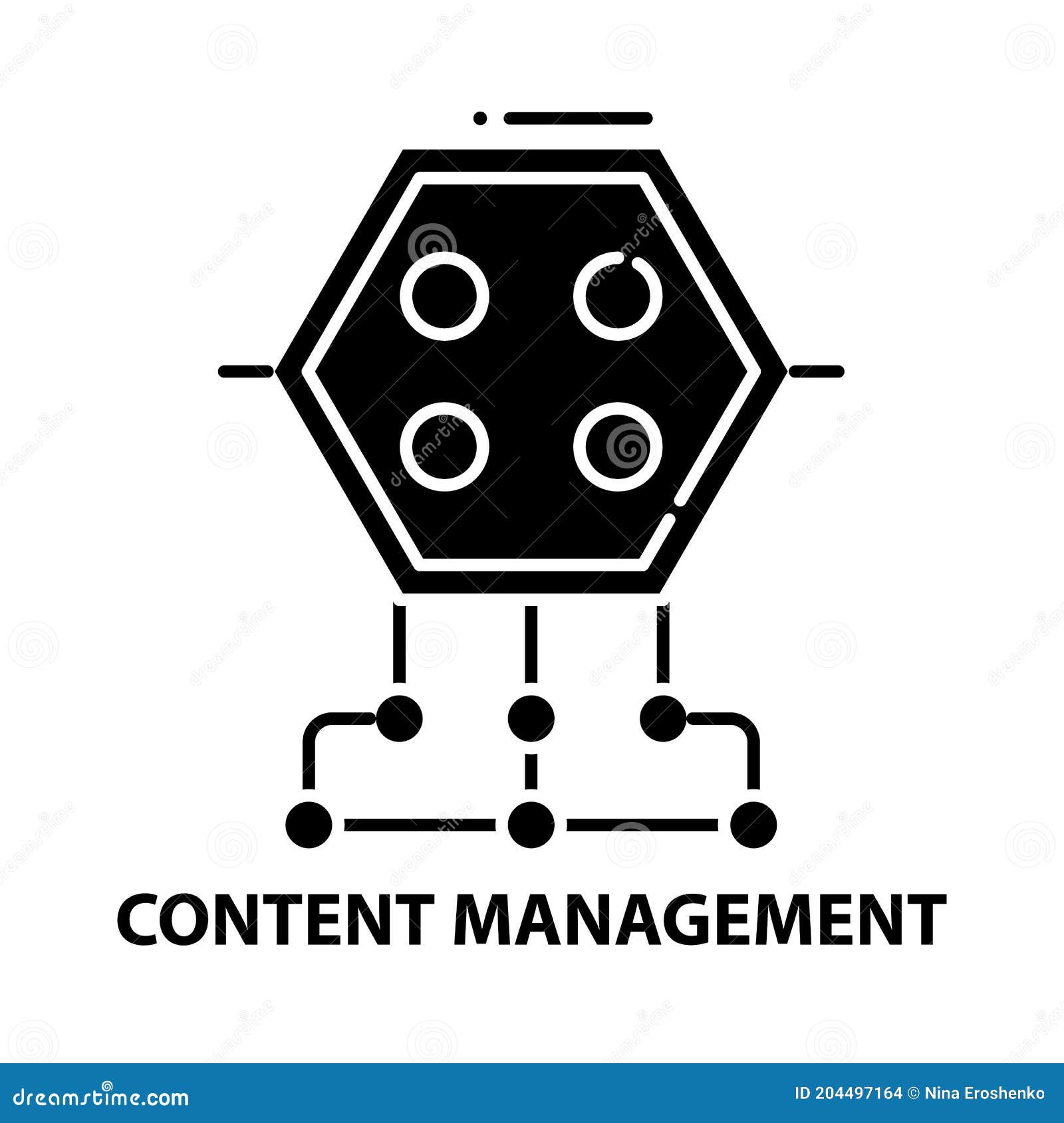 Content Management Icon, Black Vector Sign with Editable Strokes ...