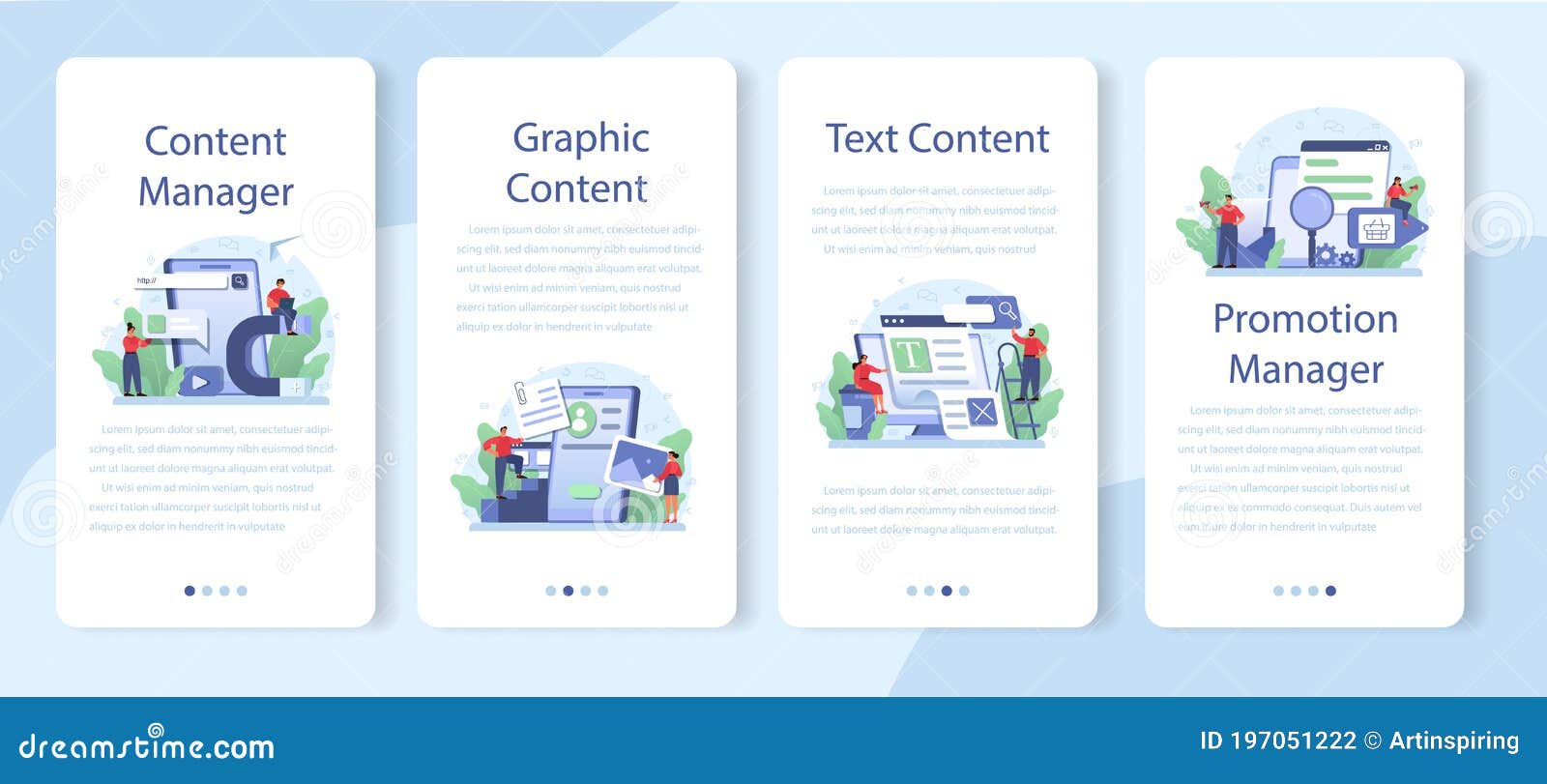Content Management Mobile Application Banner Set. Idea of Digital Stock ...