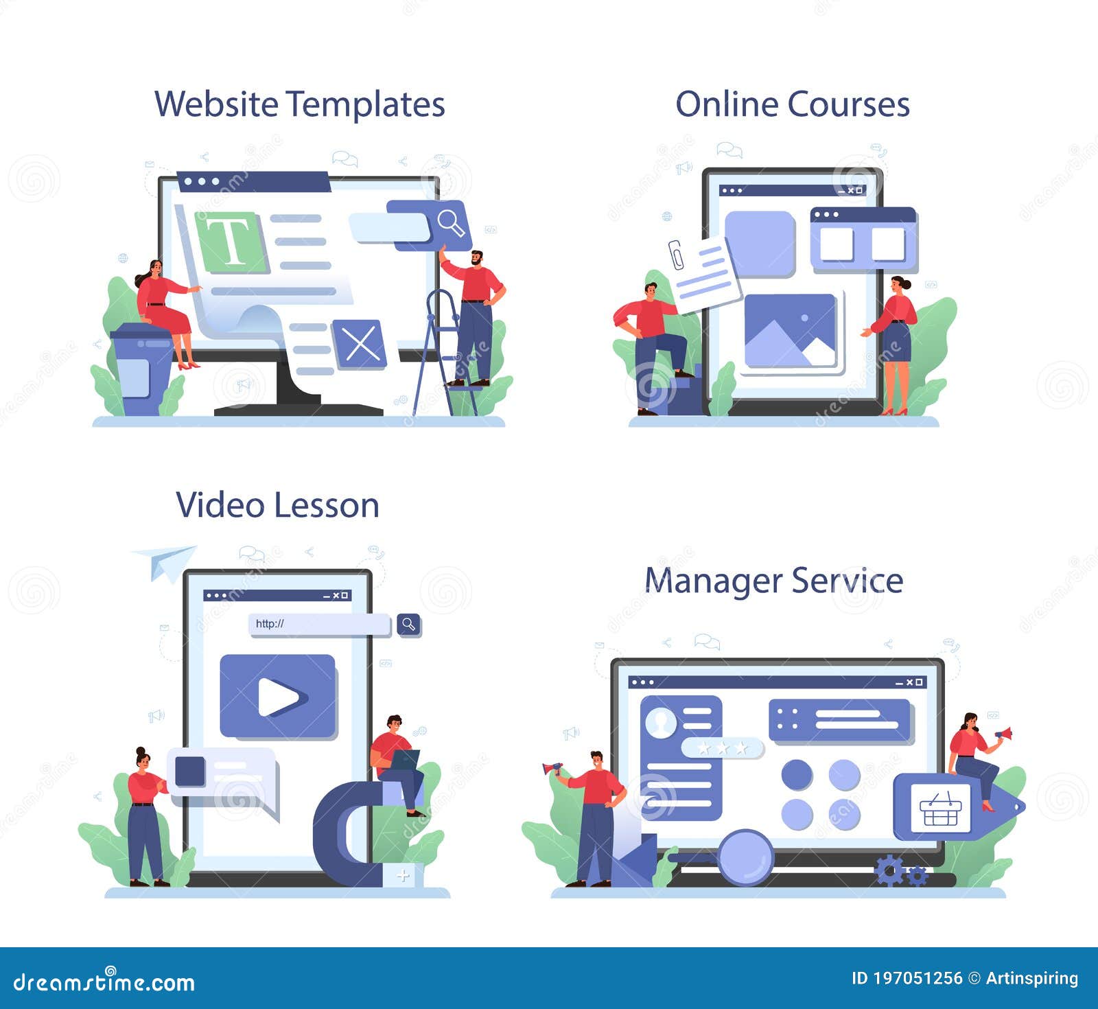 Content Management Online Service or Platform Set. Idea of Digital ...