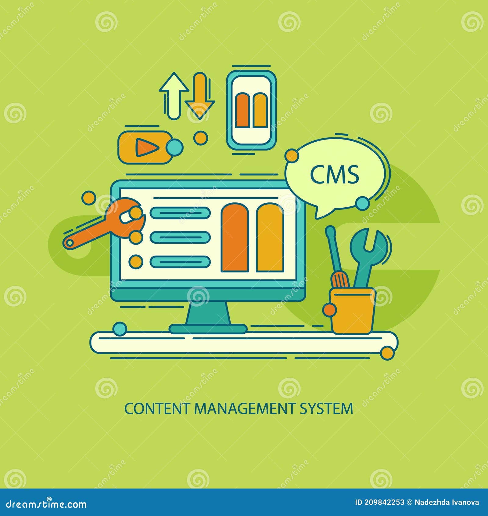 Content Management System Illustration Vector Illustration. Stock ...