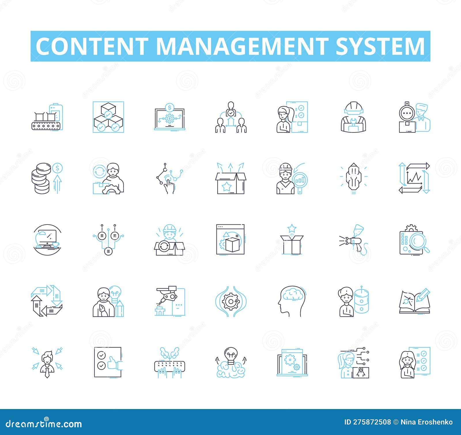 Content Management System Linear Icons Set. Database, Interface ...