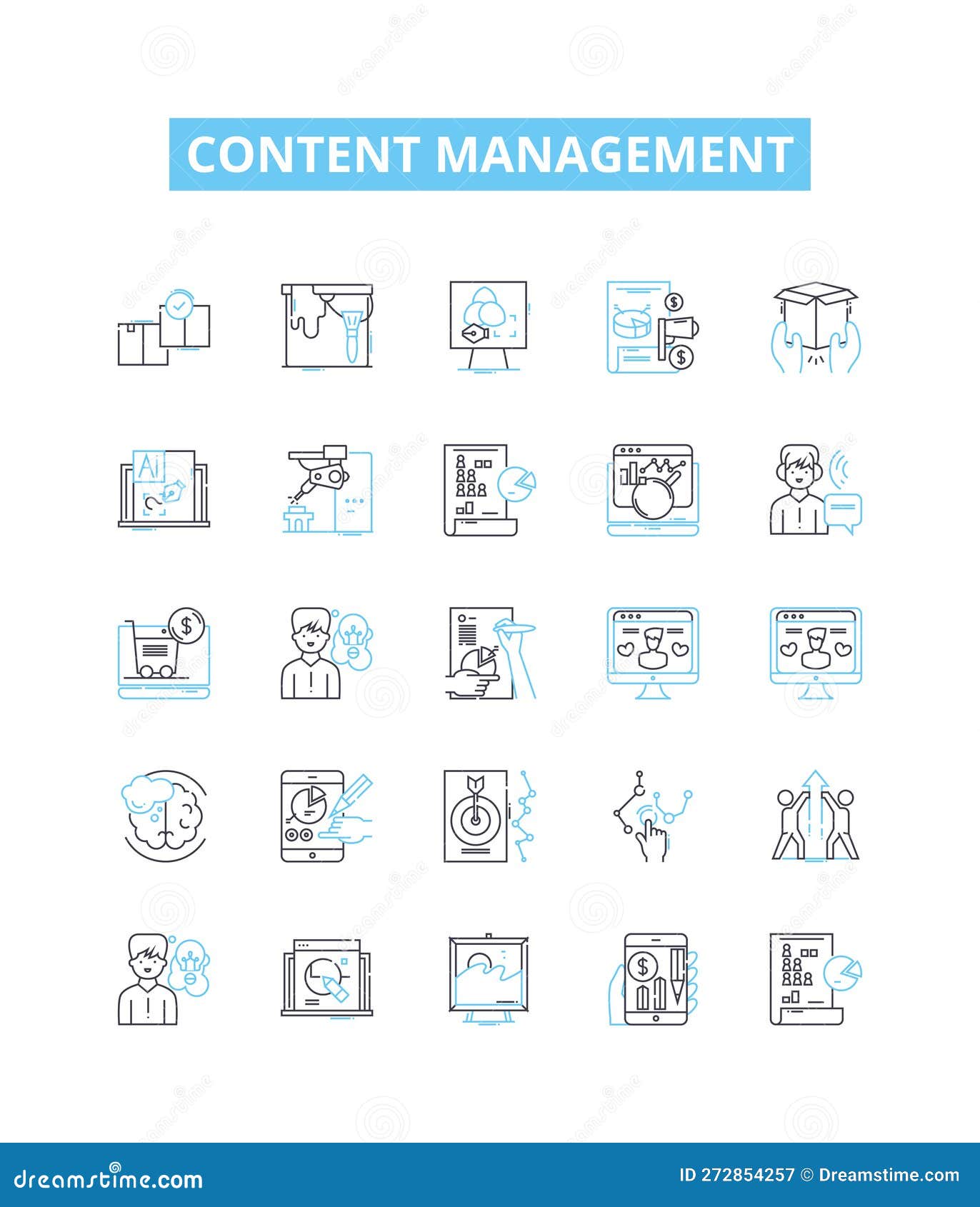 Content Management Vector Line Icons Set. Content, Management, System, CMS, Digital, Create ...