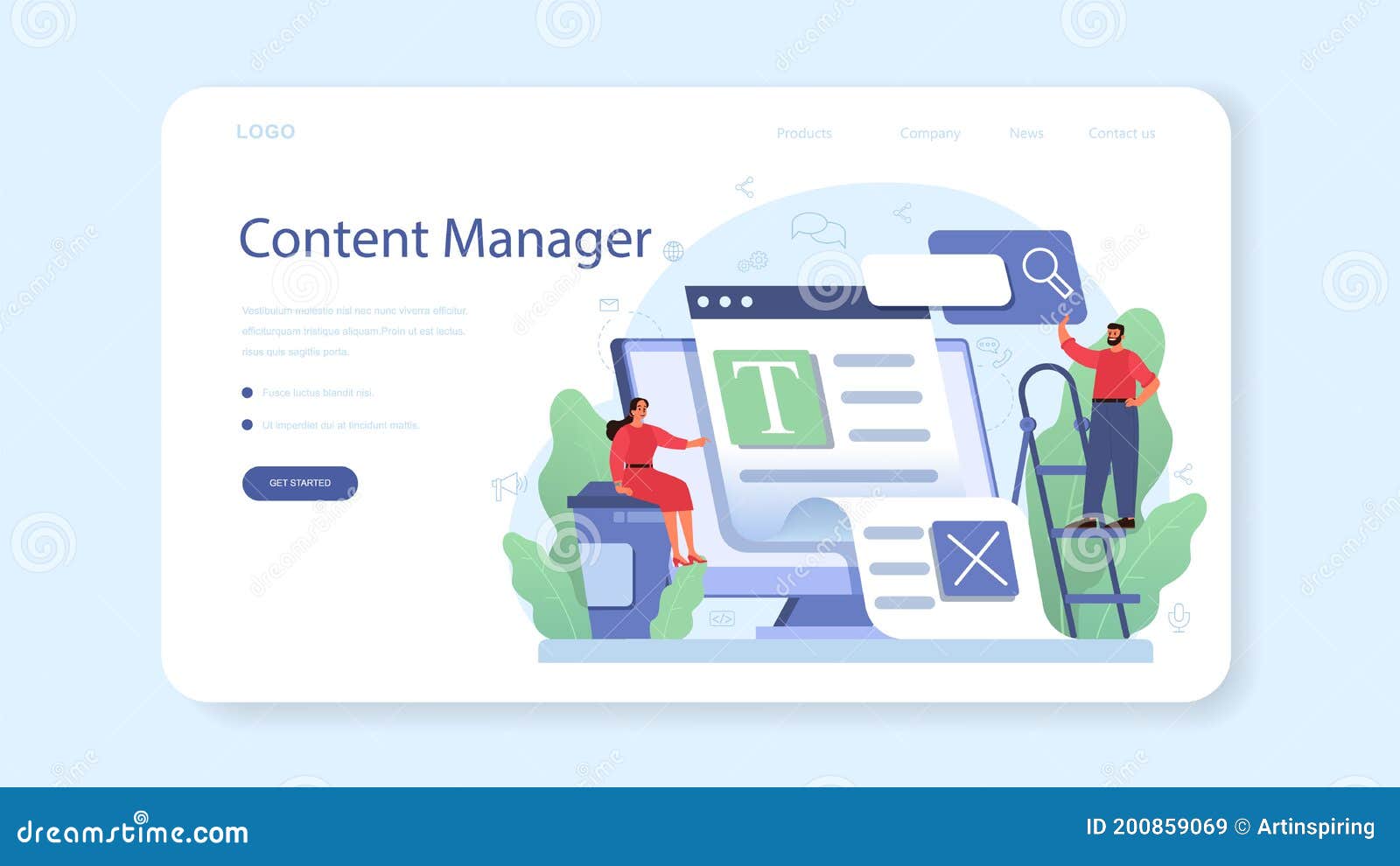 Content Management Web Banner or Landing Page. Idea of Digital Stock ...