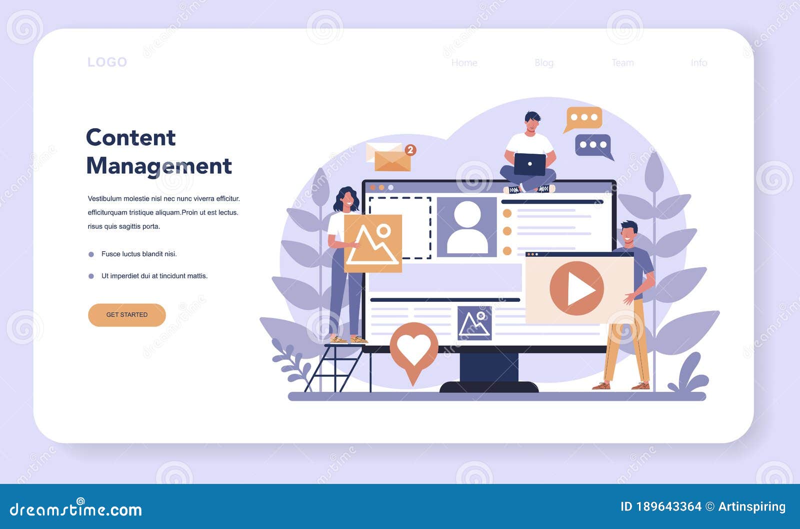 Content Management Web Banner or Landing Page . Idea of Digital Stock ...