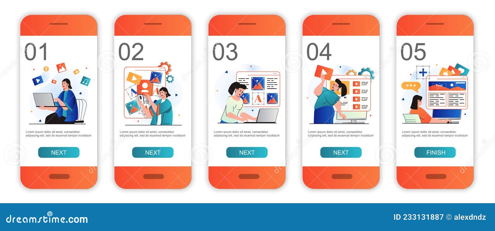 Content Manager Concept Onboarding Screens for Mobile App Stock Vector ...