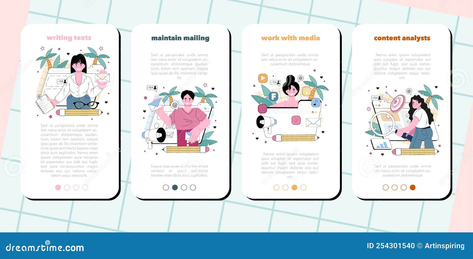 Content Manager Mobile Application Banner Set. Idea of Digital ...
