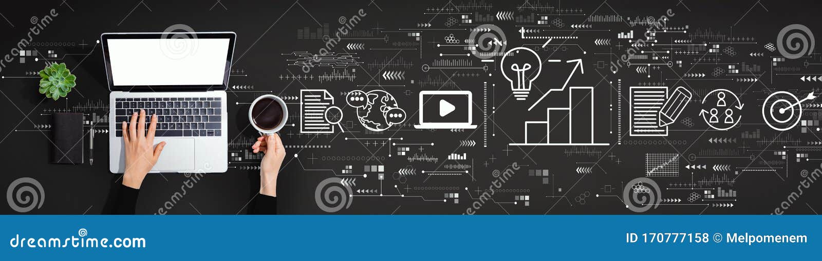 Content Marketing Concept with Person Using Laptop Computer Stock Photo ...