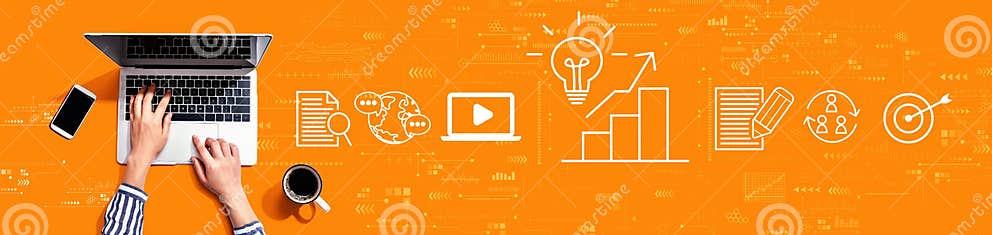 Content Marketing Concept with Person Using Laptop Stock Image - Image ...