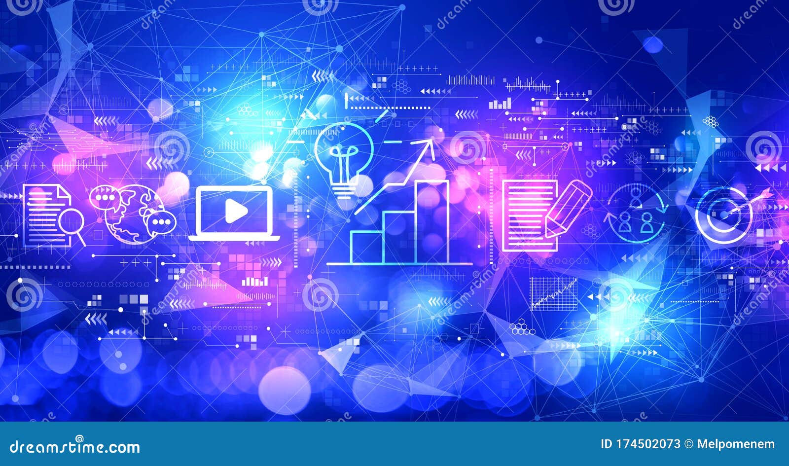Content Marketing Concept with Technology Light Background Stock Image ...