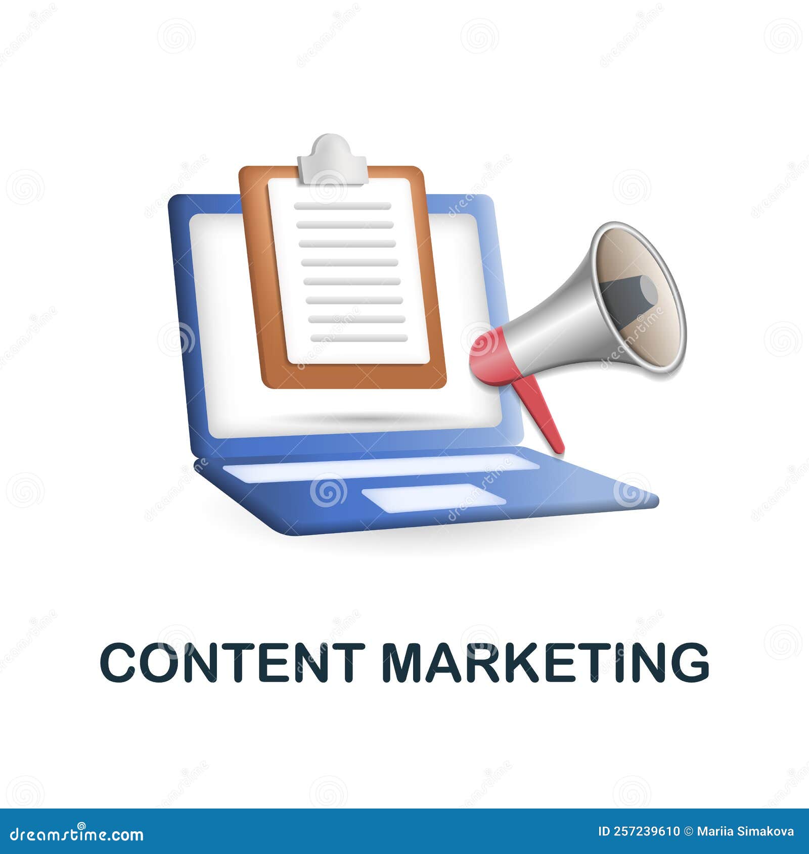 Content Marketing Icon. 3d Illustration from Content Marketing ...