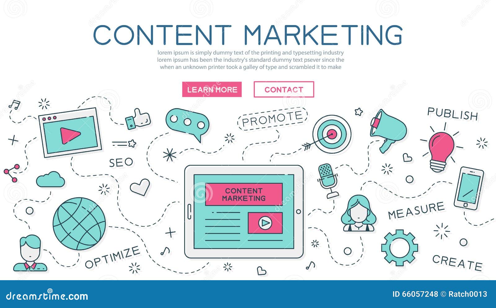 Content, Marketing for Website Banner and Landing Page Stock Vector ...