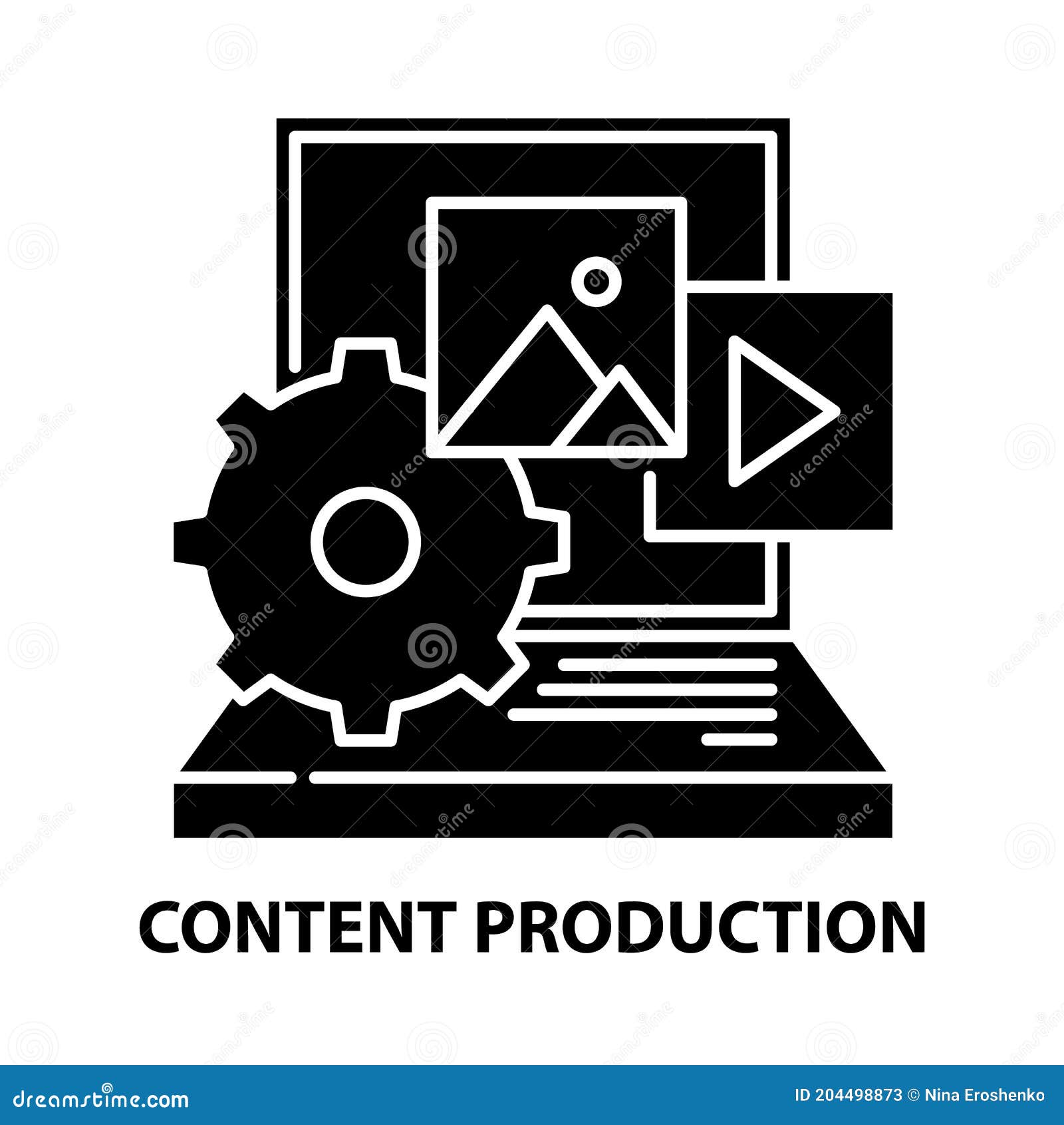 Content Production Icon, Black Vector Sign with Editable Strokes ...