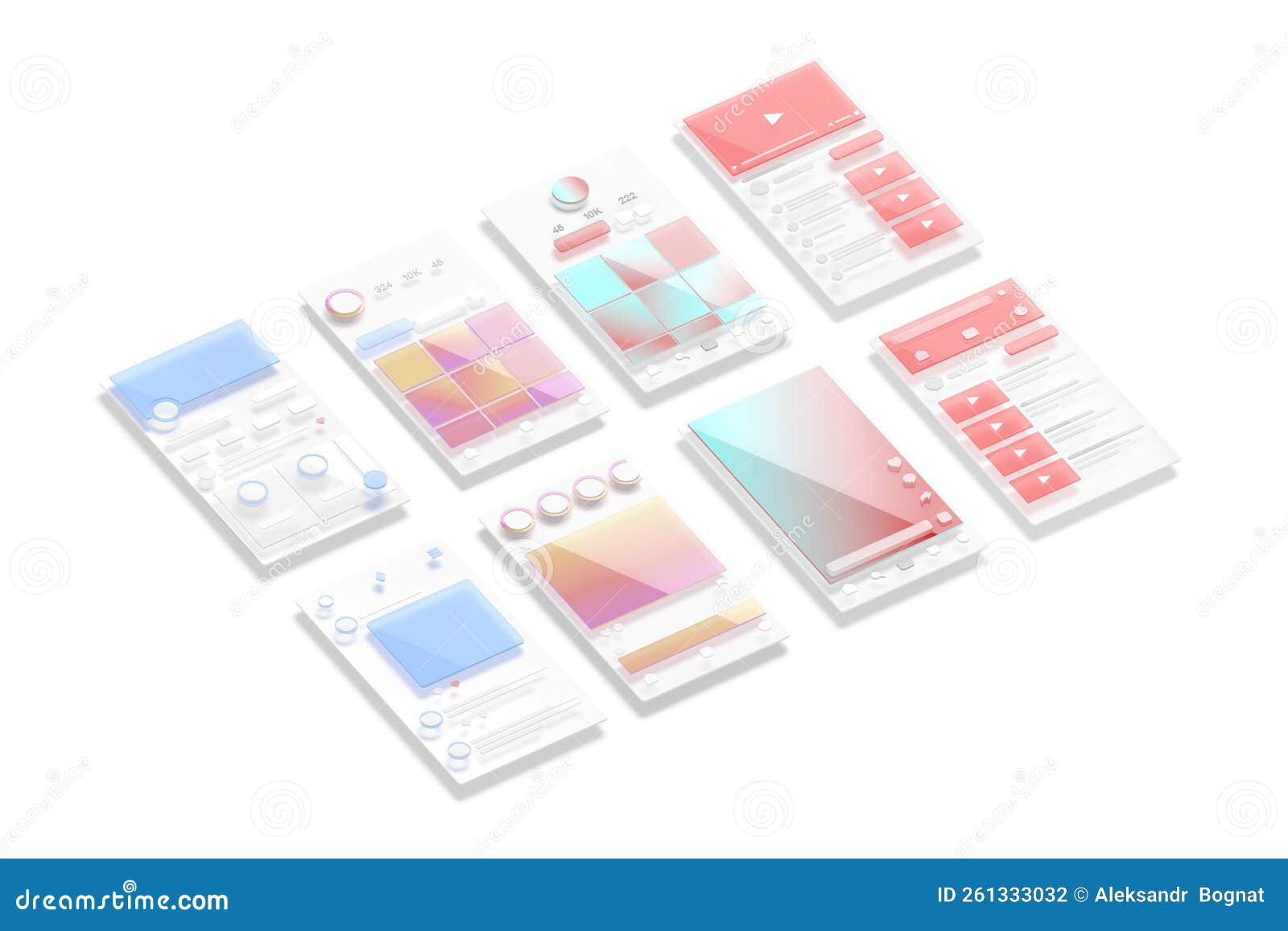 Content and Profile Page Grid Interface Frame Mockup, Different Types ...