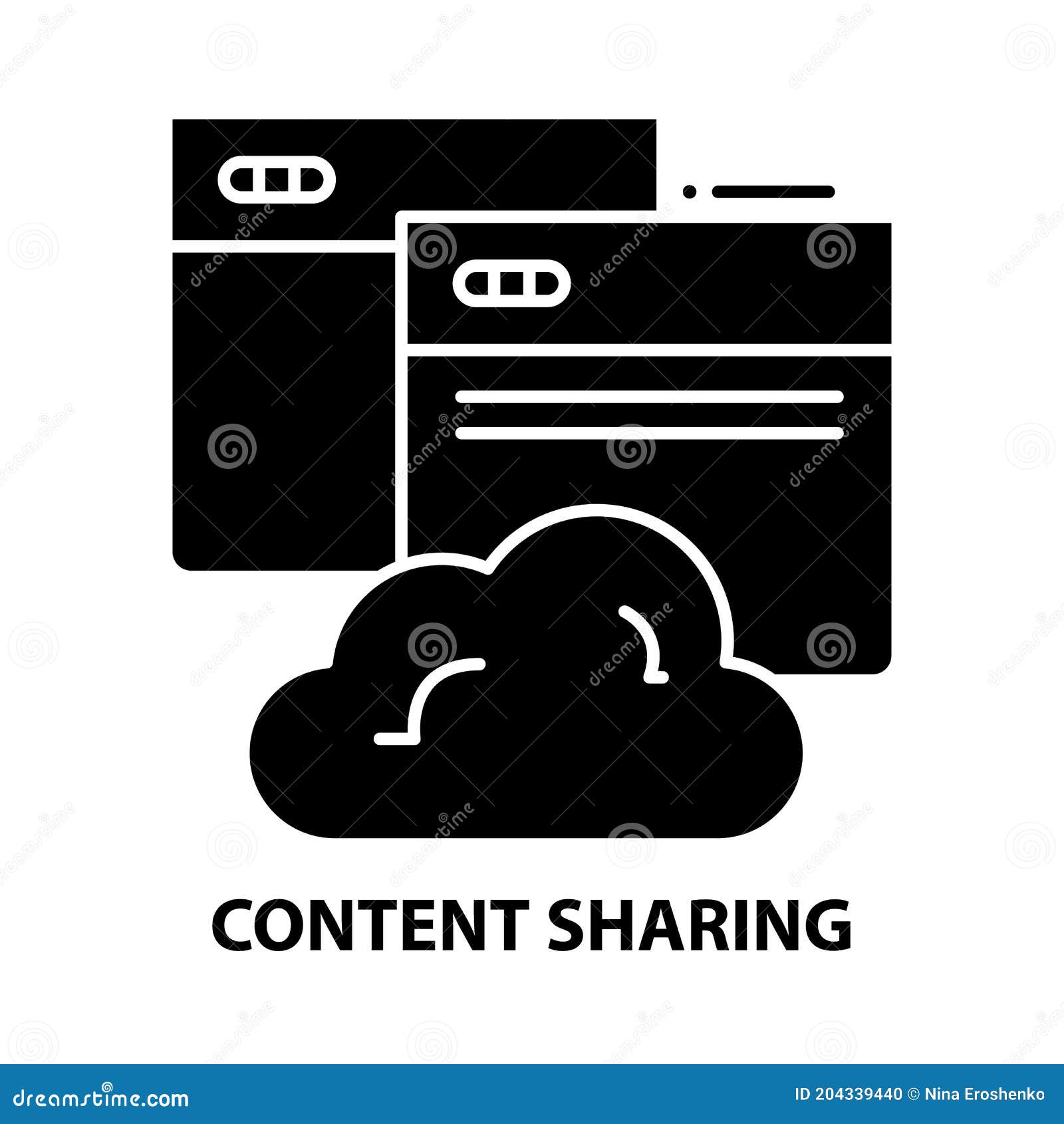Content Sharing Icon, Black Vector Sign with Editable Strokes, Concept ...