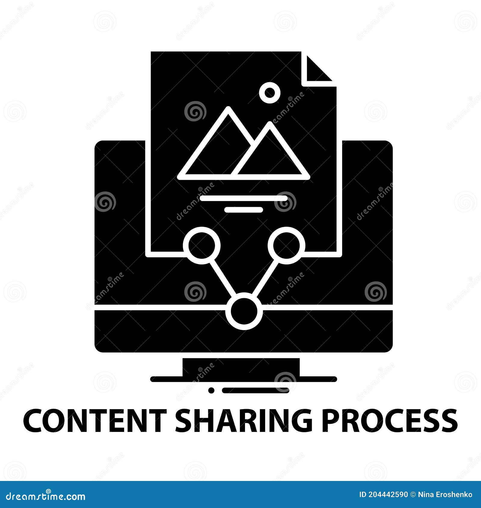 Content Sharing Process Icon, Black Vector Sign with Editable Strokes ...