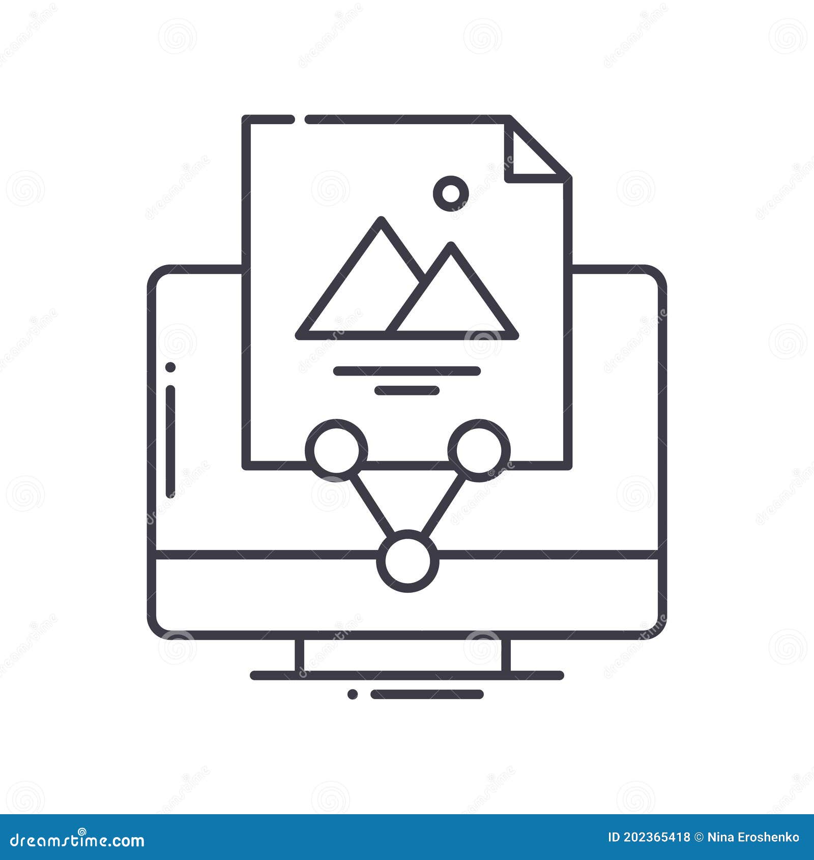 Content Sharing Process Icon, Linear Isolated Illustration, Thin Line ...