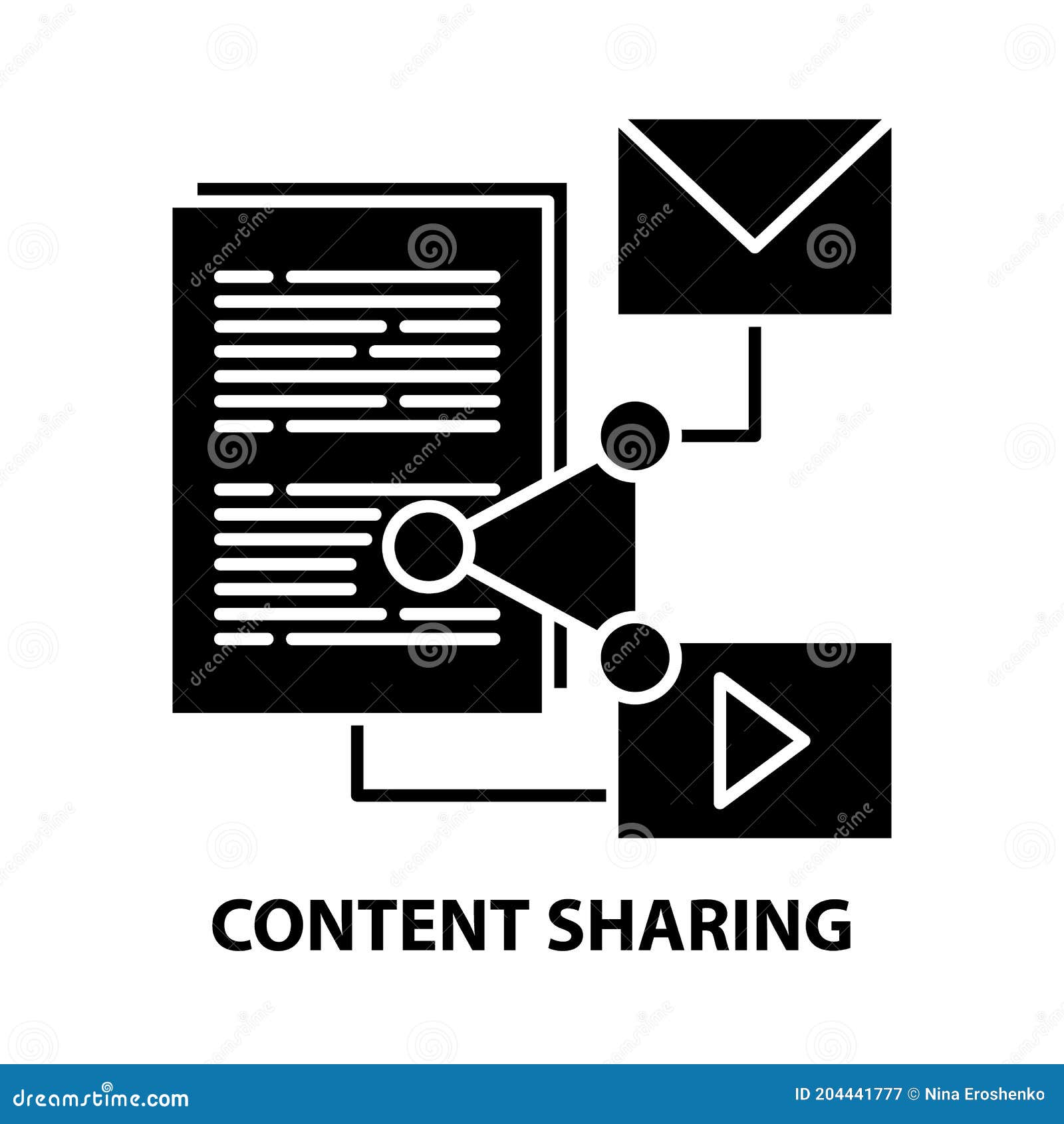 Content Sharing Sign Icon, Black Vector Sign with Editable Strokes ...