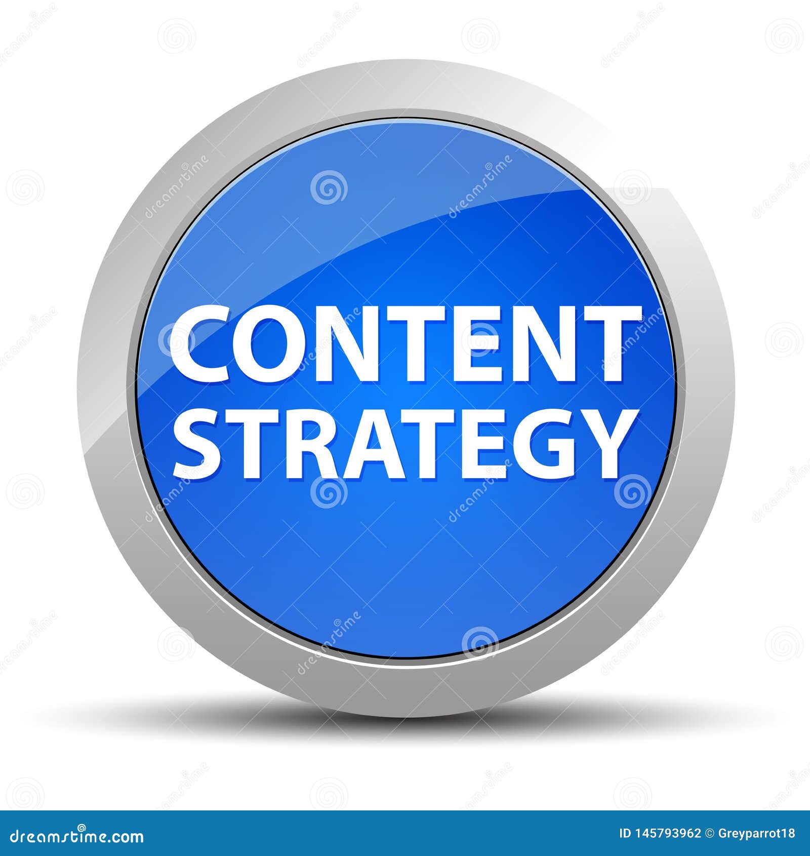 Content Strategy Blue Round Button Stock Illustration - Illustration of ...